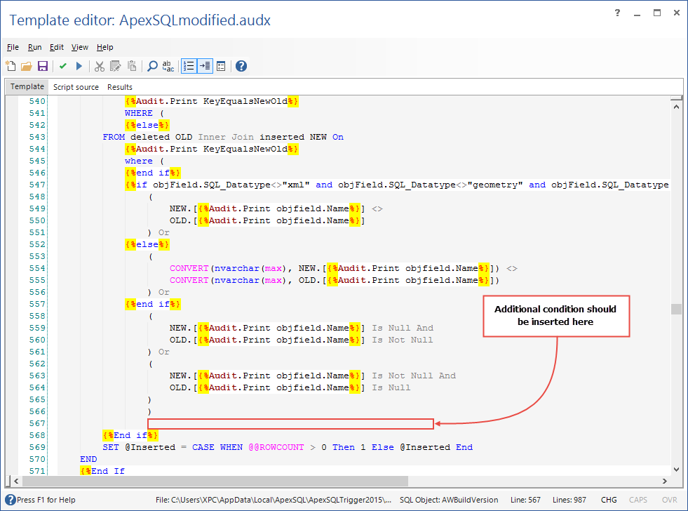 Apexsql Trigger Trigger Template Editor Auditing Customization