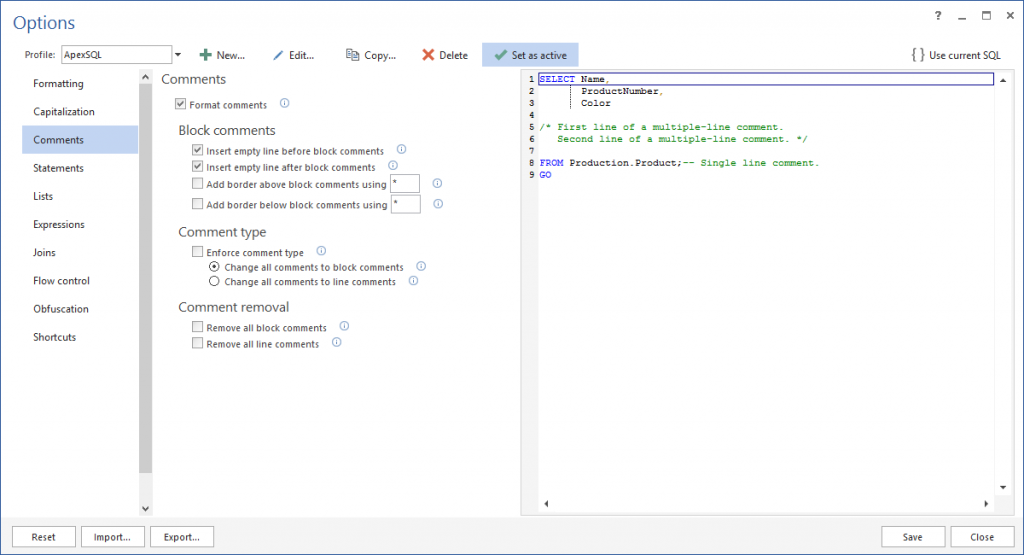 ApexSQL Refactor 2017 - Screen shot tour