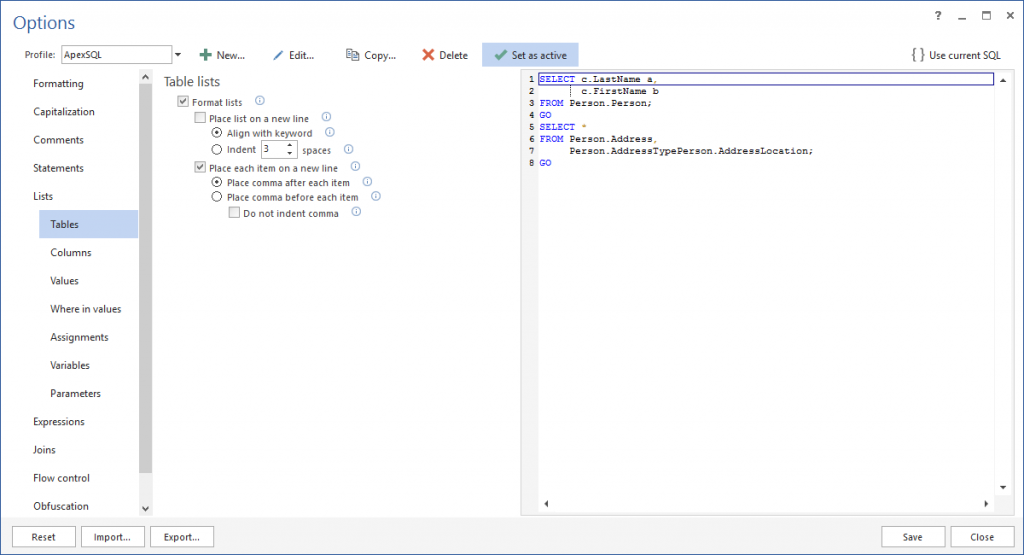 ApexSQL Refactor 2017 - Screen shot tour