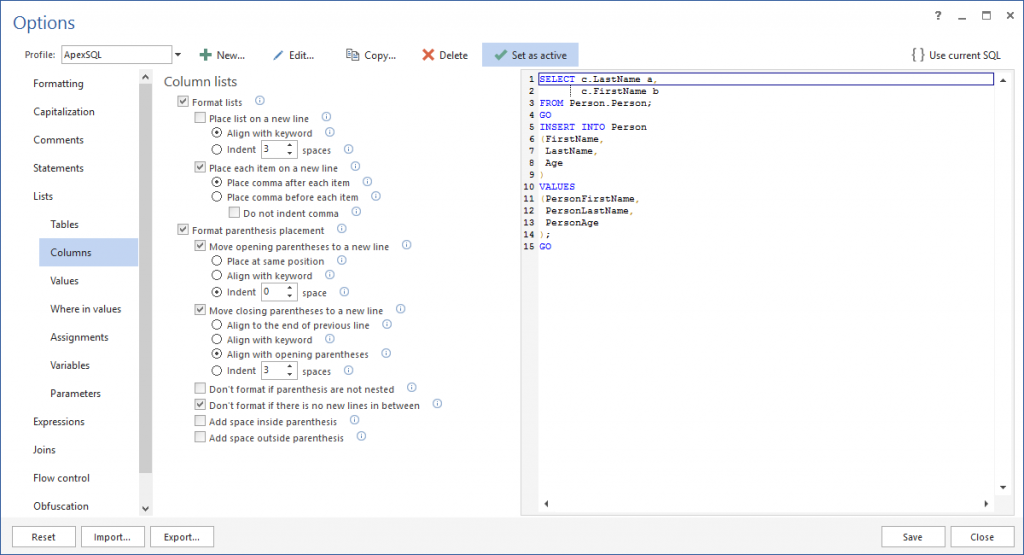 ApexSQL Refactor 2017 - Screen shot tour
