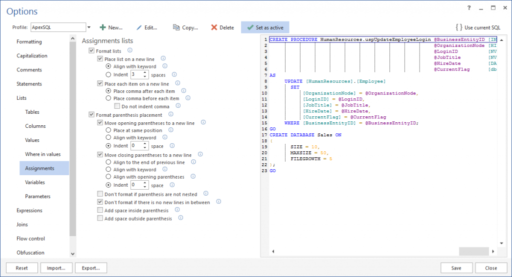 ApexSQL Refactor 2017 - Screen shot tour