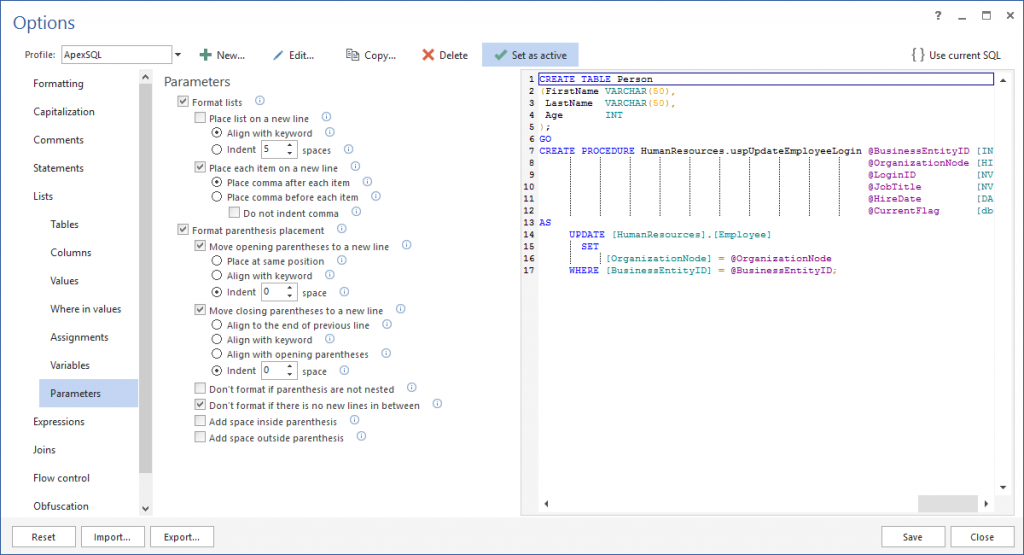 ApexSQL Refactor 2017 - Screen shot tour