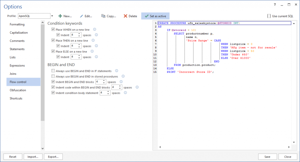 ApexSQL Refactor 2017 - Screen shot tour
