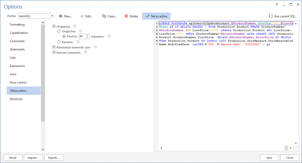 ApexSQL Refactor 2017 - Screen shot tour