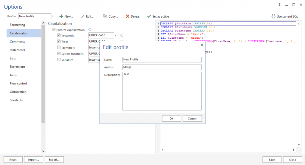 ApexSQL Refactor 2017 - Screen shot tour