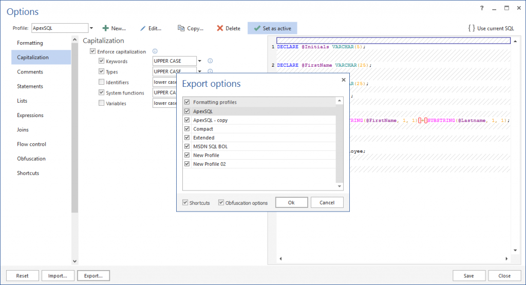 ApexSQL Refactor 2017 - Screen shot tour