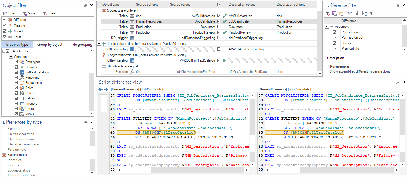 ApexSQL Diff 2017 - Screen shot tour