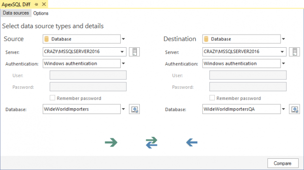 ApexSQL Diff 2017 - Screen shot tour