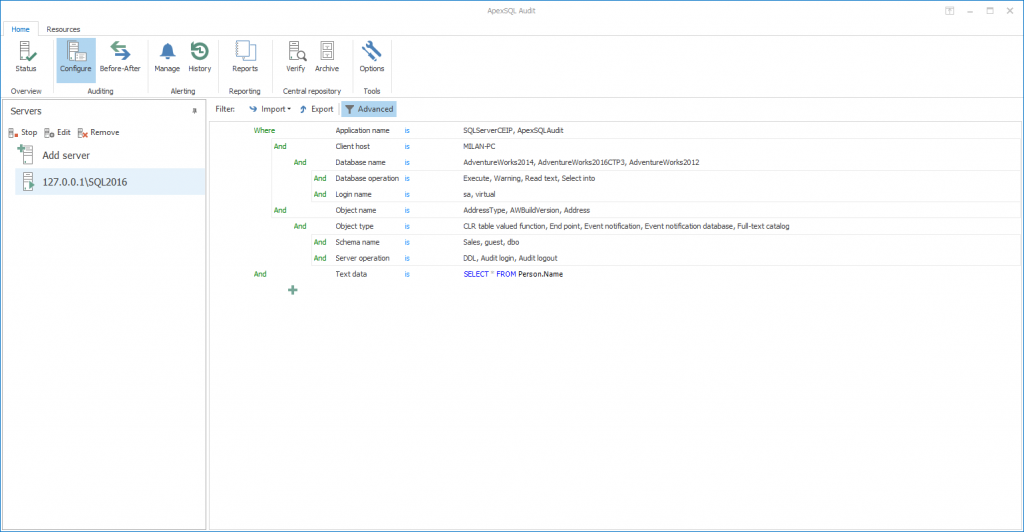 ApexSQL Audit 2017 - Screen shot tour