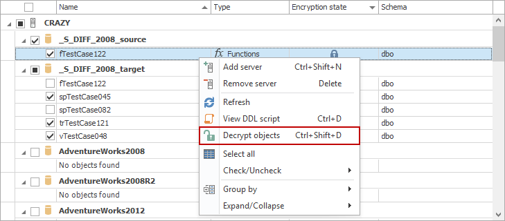 ApexSQL Decrypt 2017 - Screen shot tour