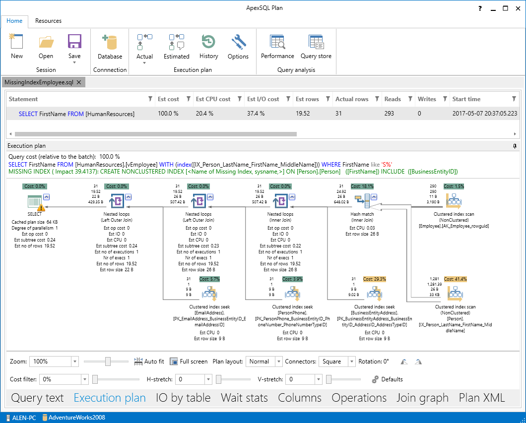 ApexSQL Plan 2017 – Screen shot tour