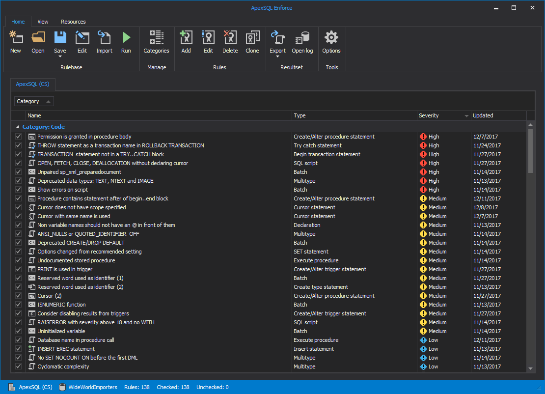 ApexSQL Enforce – Screen shot tour