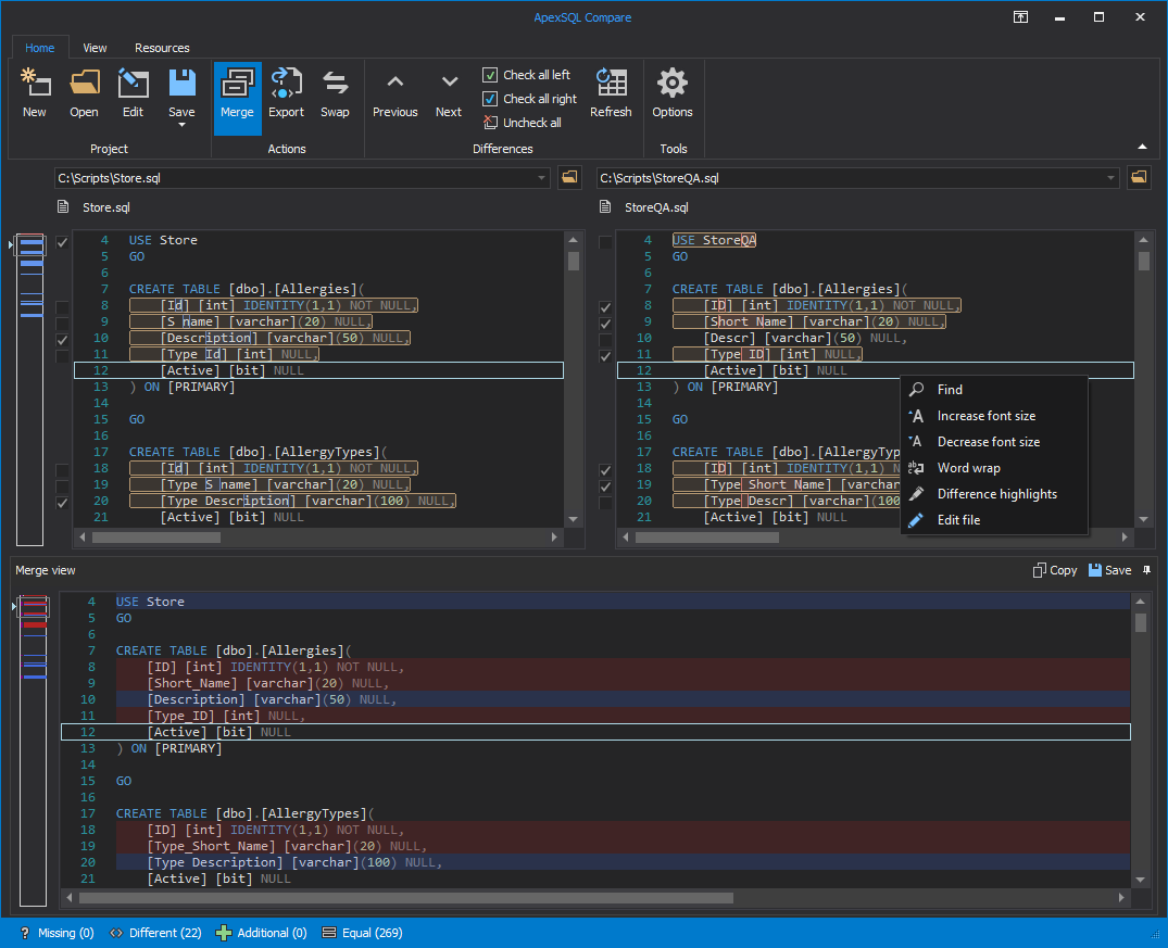 ApexSQL Compare 2018 – Screen shot tour