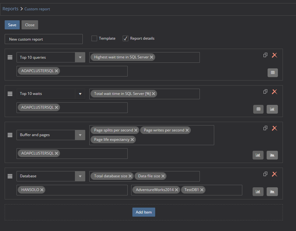 Custom reports with improved functional design and UI