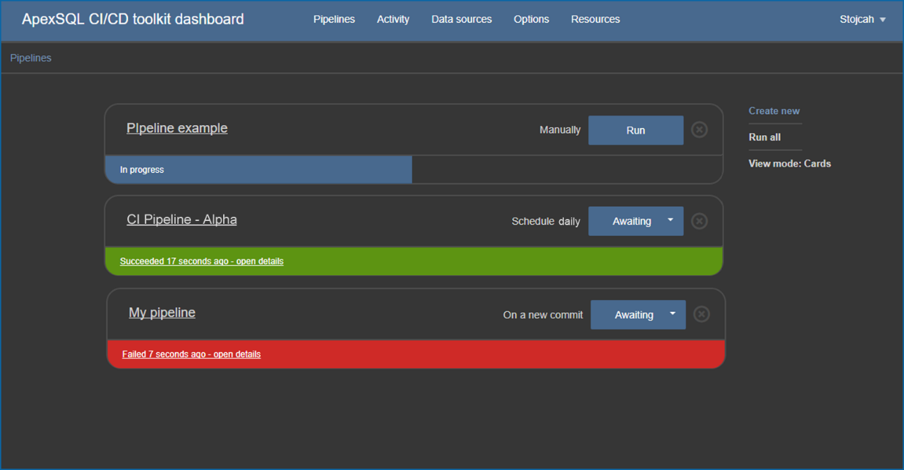 Whats New In Apexsql Developer Apexsql Cicd Toolkit Web Dashboard