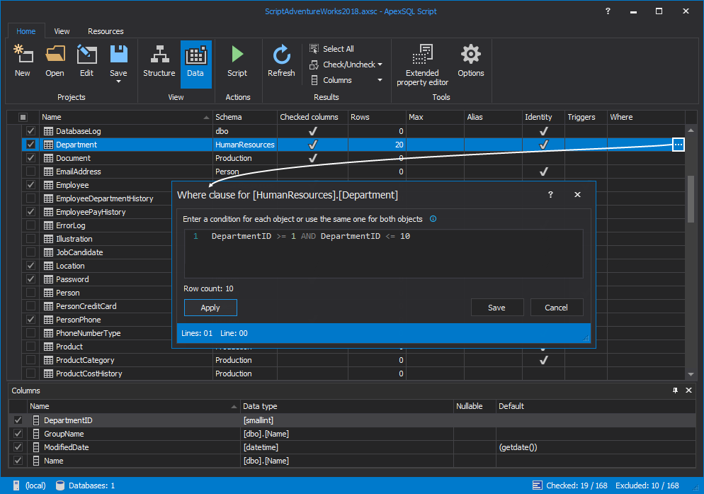 Apexsql Script 2018 Screen Shot Tour