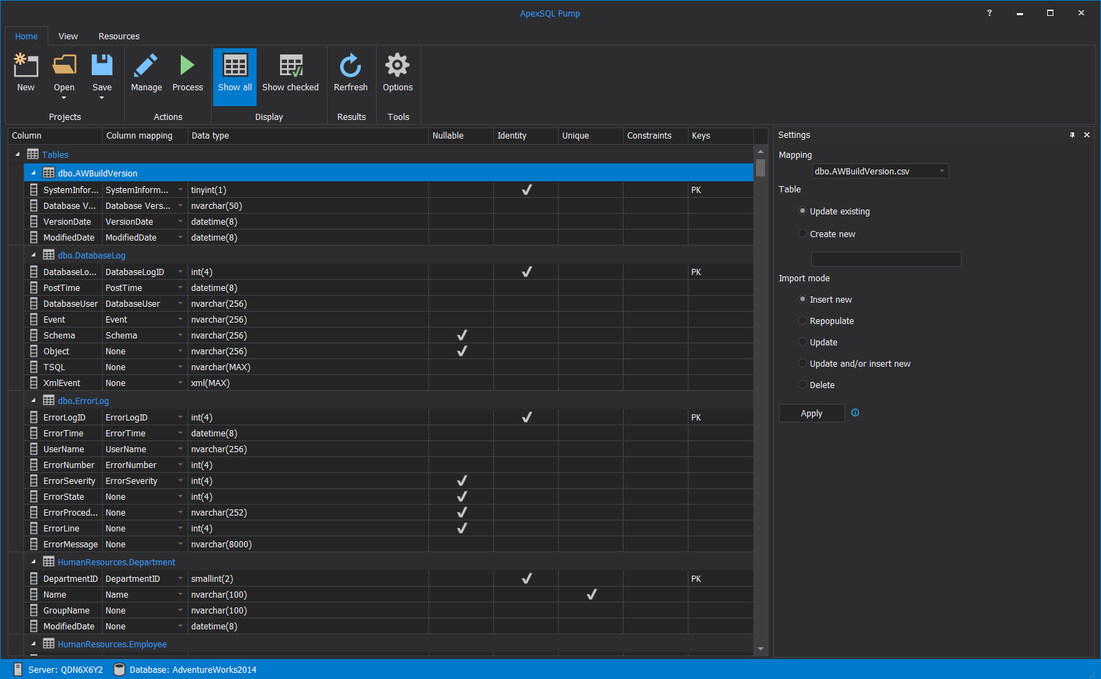 ApexSQL Pump 2020 – Screen shot tour
